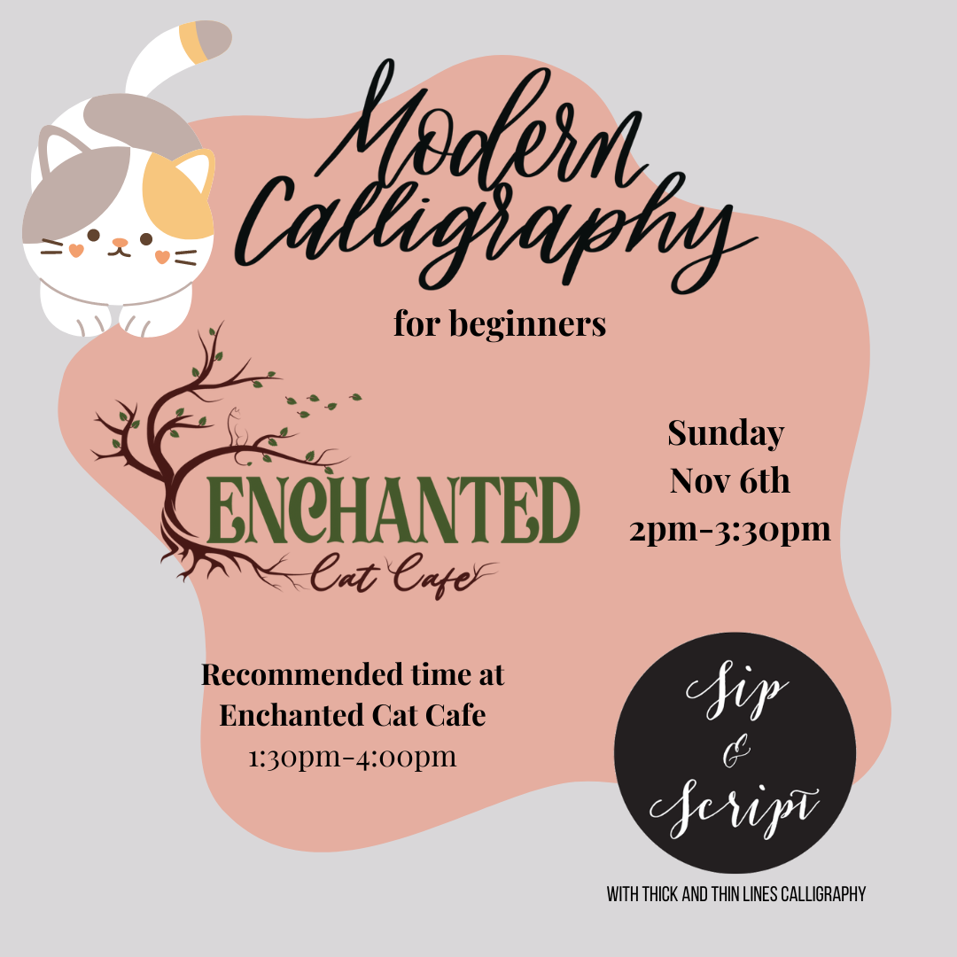 Cats & Calligraphy for Beginners at Enchanted Cat Cafe - Sip & Script