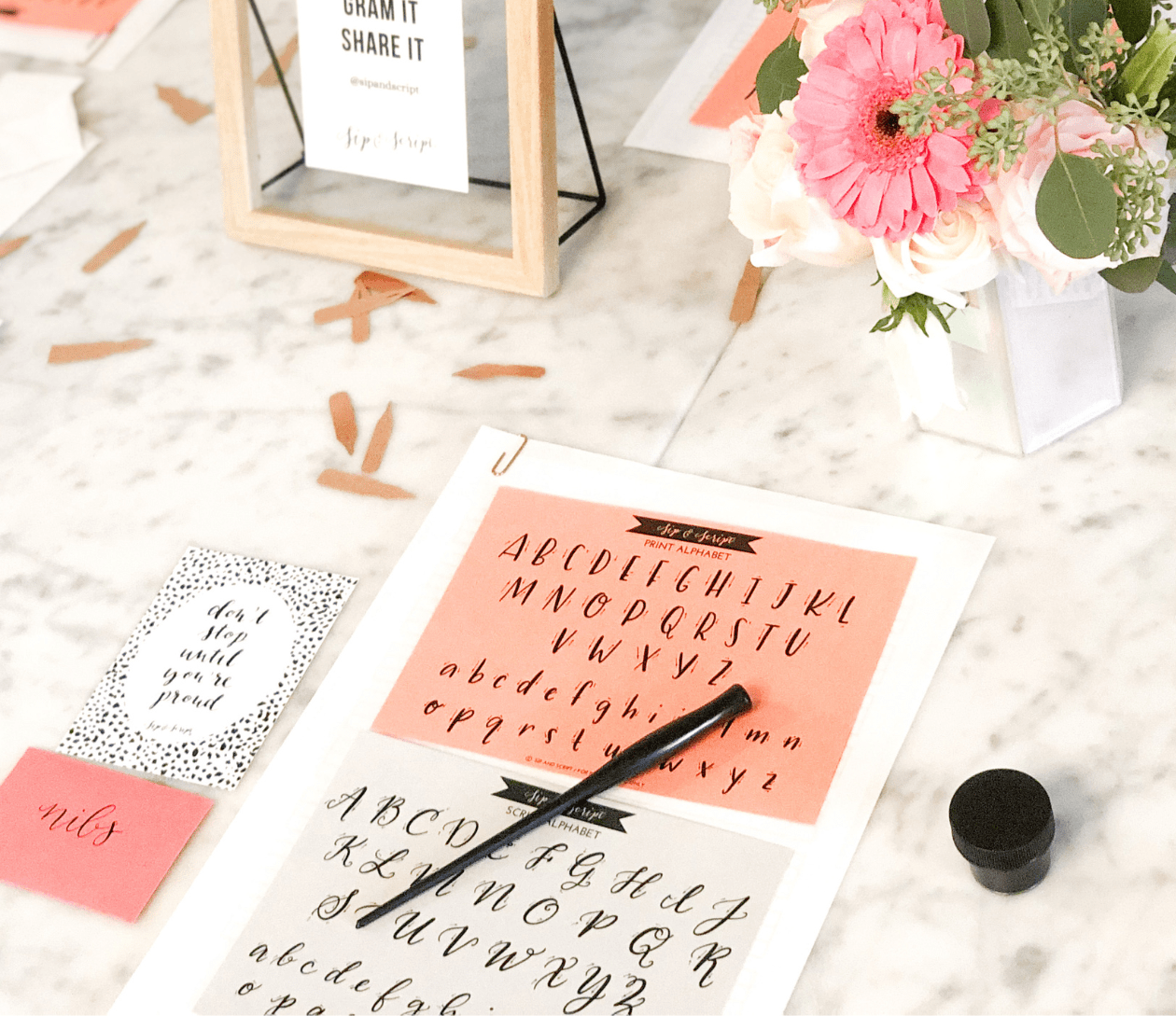 Upcoming Modern Calligraphy & Brush Lettering Classes, Sip & Script®