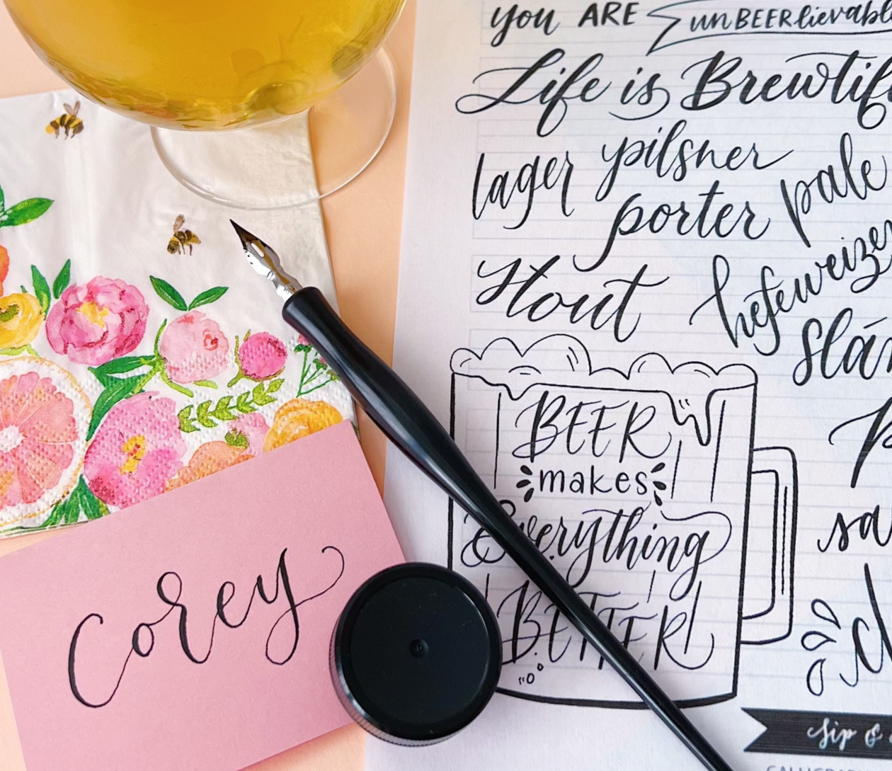 Upcoming Modern Calligraphy & Brush Lettering Classes, Sip & Script®