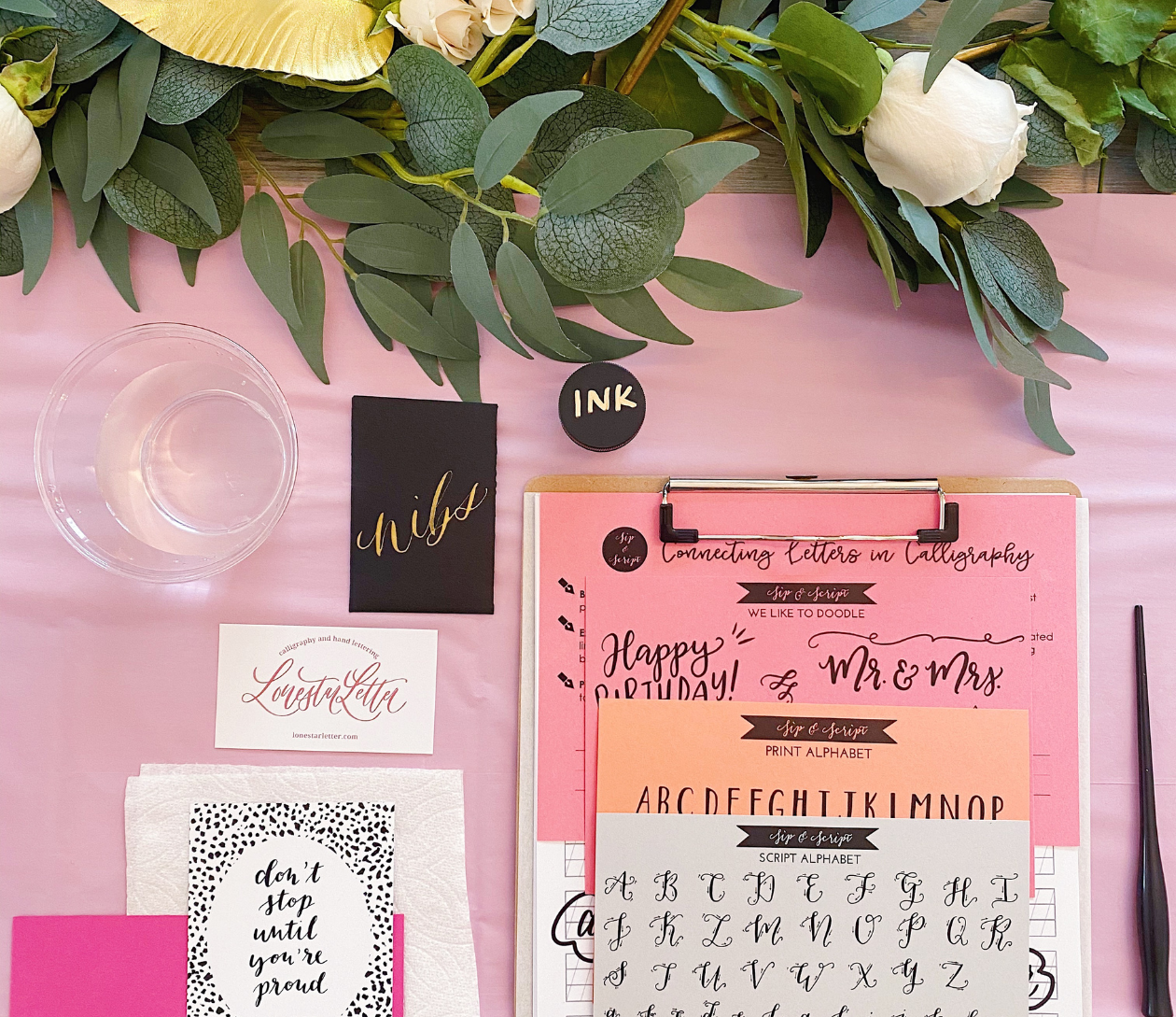 Upcoming Modern Calligraphy & Brush Lettering Classes, Sip & Script®